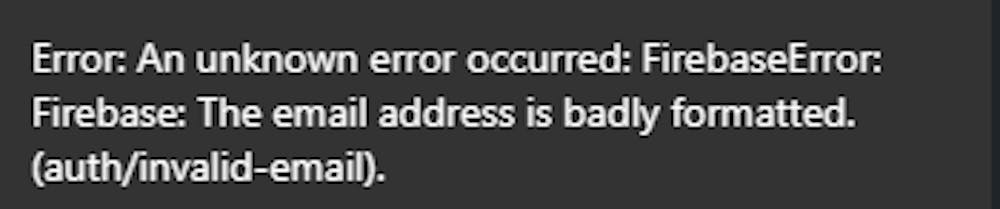 Email address is badly formatted