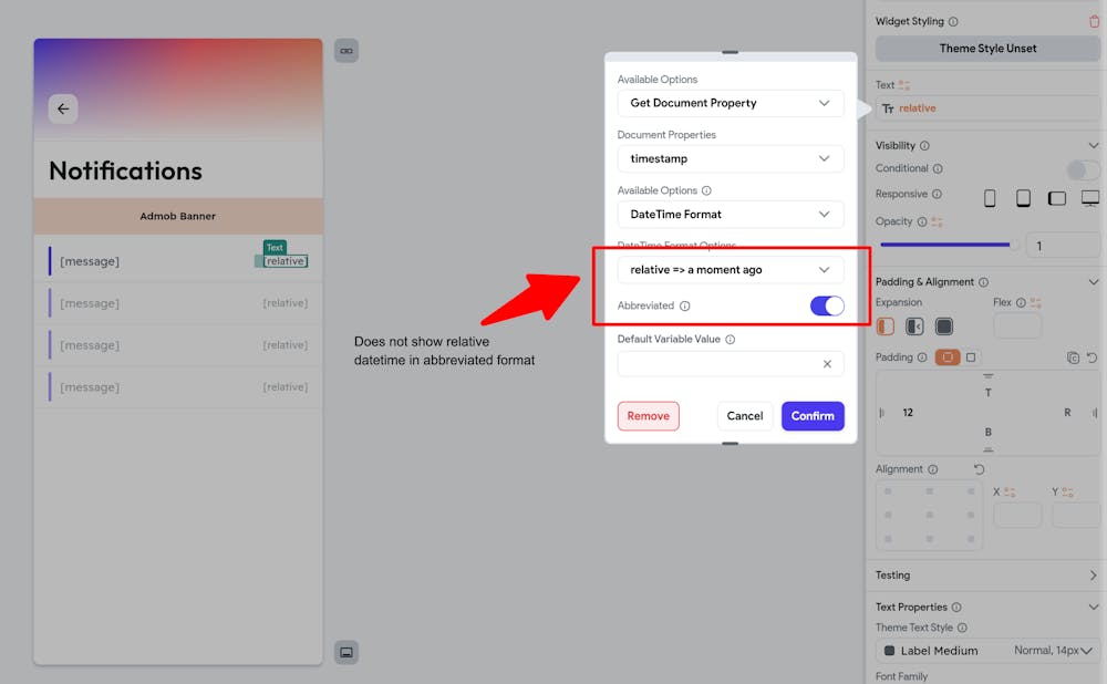 Abbreviated form of "relative" datetime format not showing correctly.
