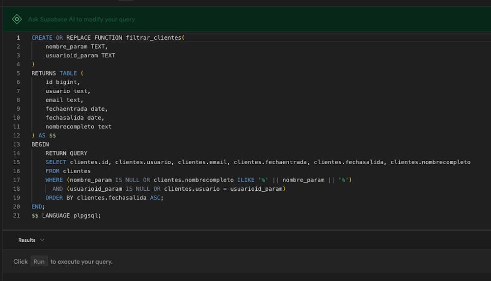 Access a supabase function through a custom action.