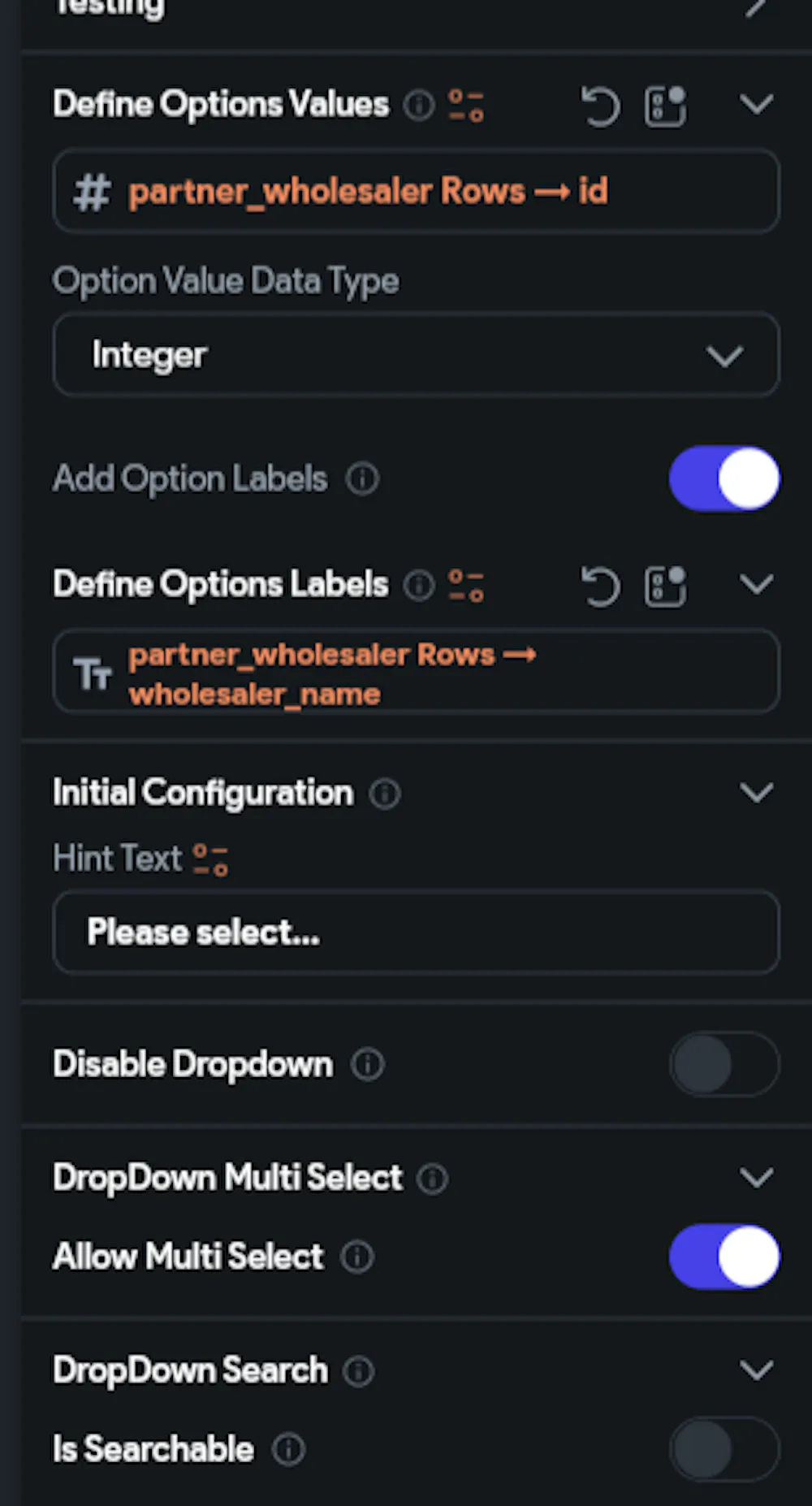 Make sure more than 1 dropdown option is selected