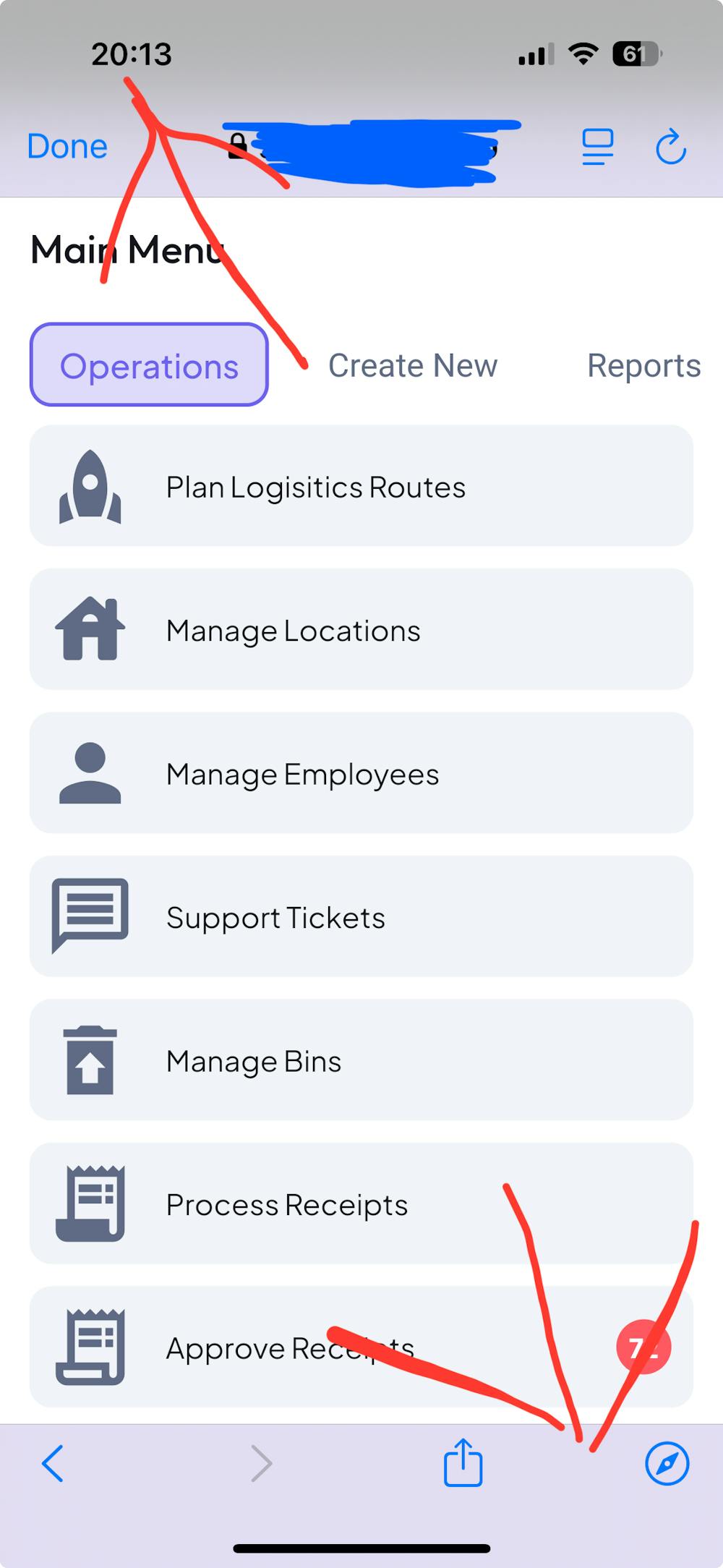 IOS WebApp Safari Menu