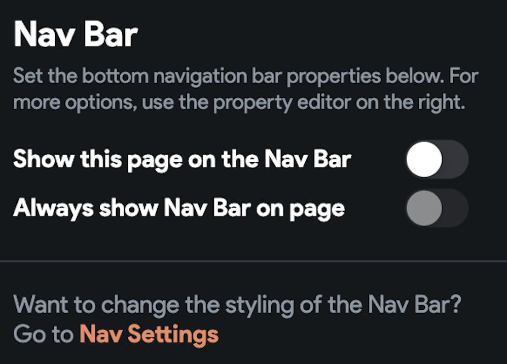 Show nav bar on page not shown in nav bar