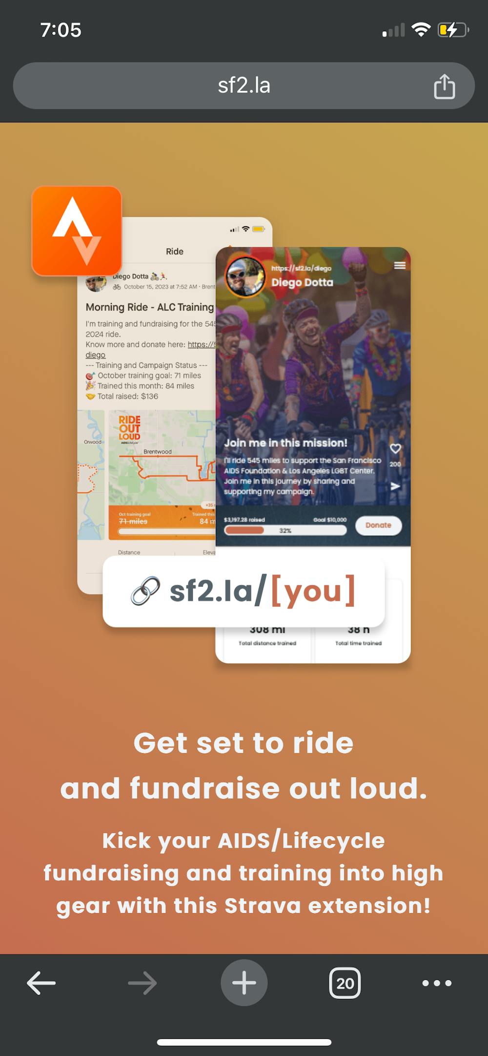 First FF project deployed 🎉 Strava API + AIDS/Lifecycle Fundraiser 🚴