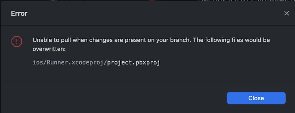 Getting and error when trying to pull from github