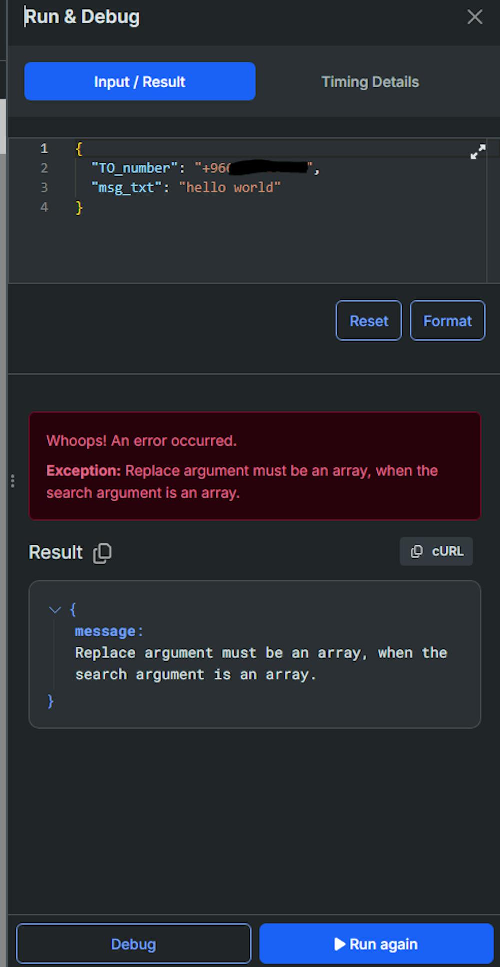 Twilio SMS API issue