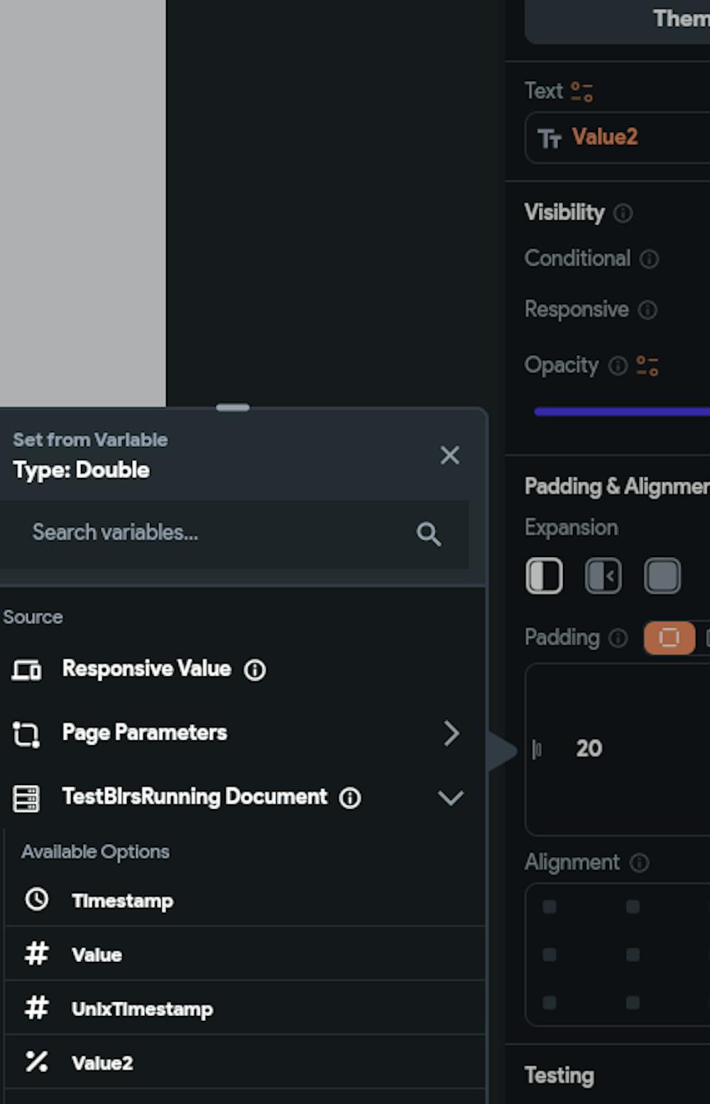 Padding from a Variable