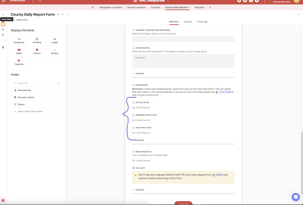 Updating list of linked records from form submission record