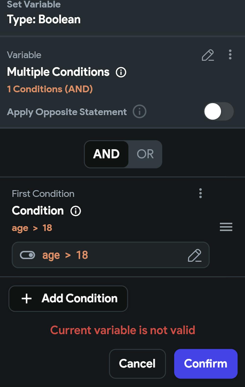 current variable is not valid