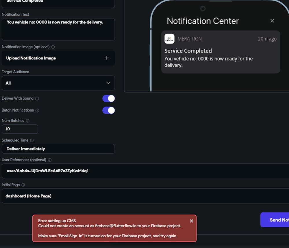 Push Notification Error 