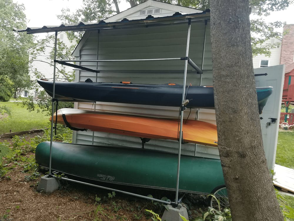 Finally finished building a kayak storage rack wit...