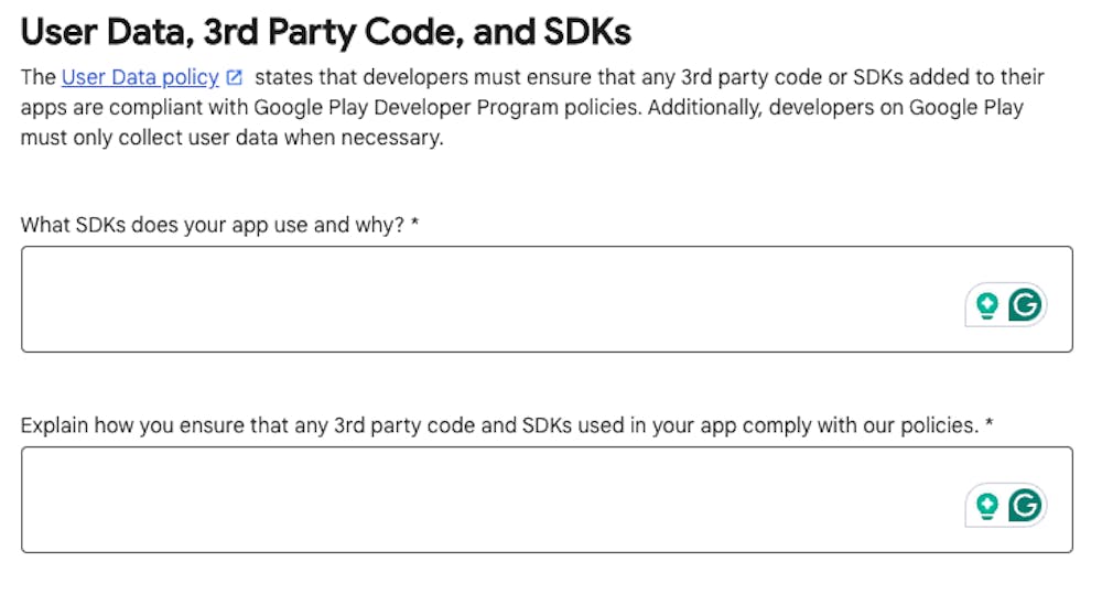 Google Play App Information Request