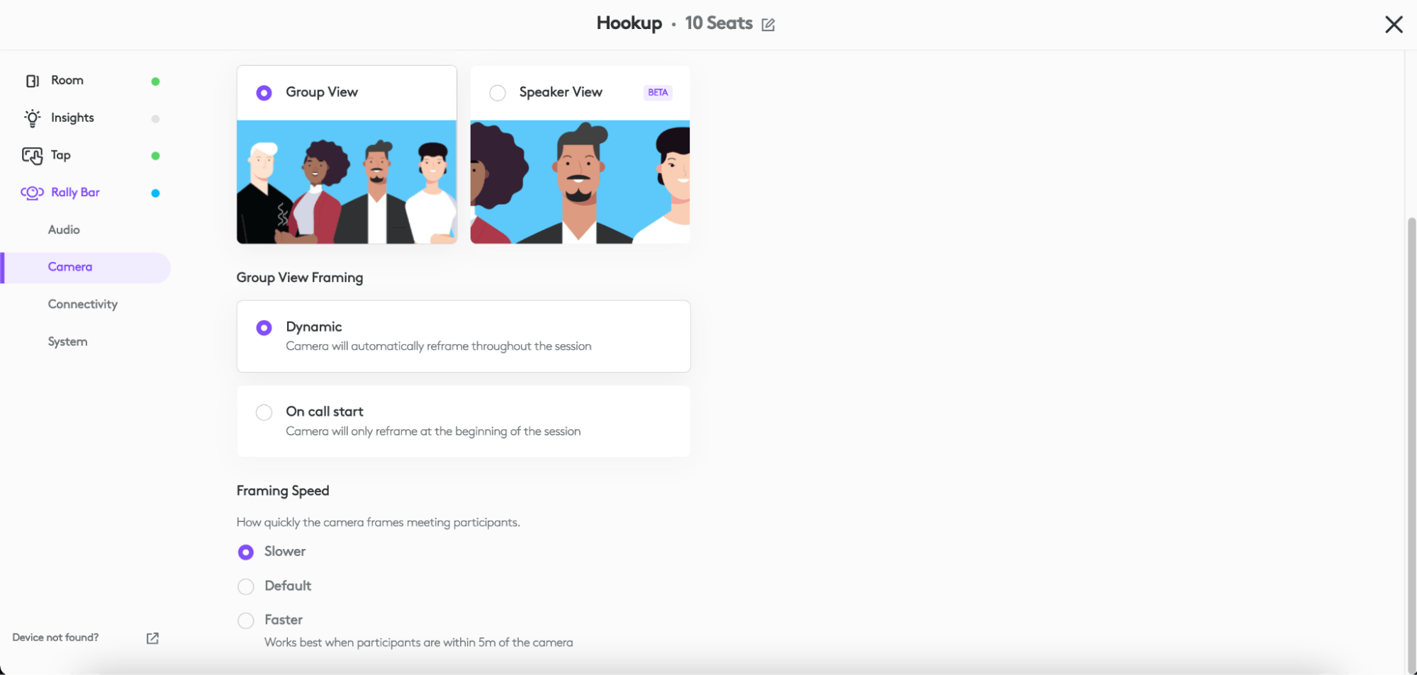 RightSight 2: Speaker View, Group View, & Grid View Logitech CollabOS