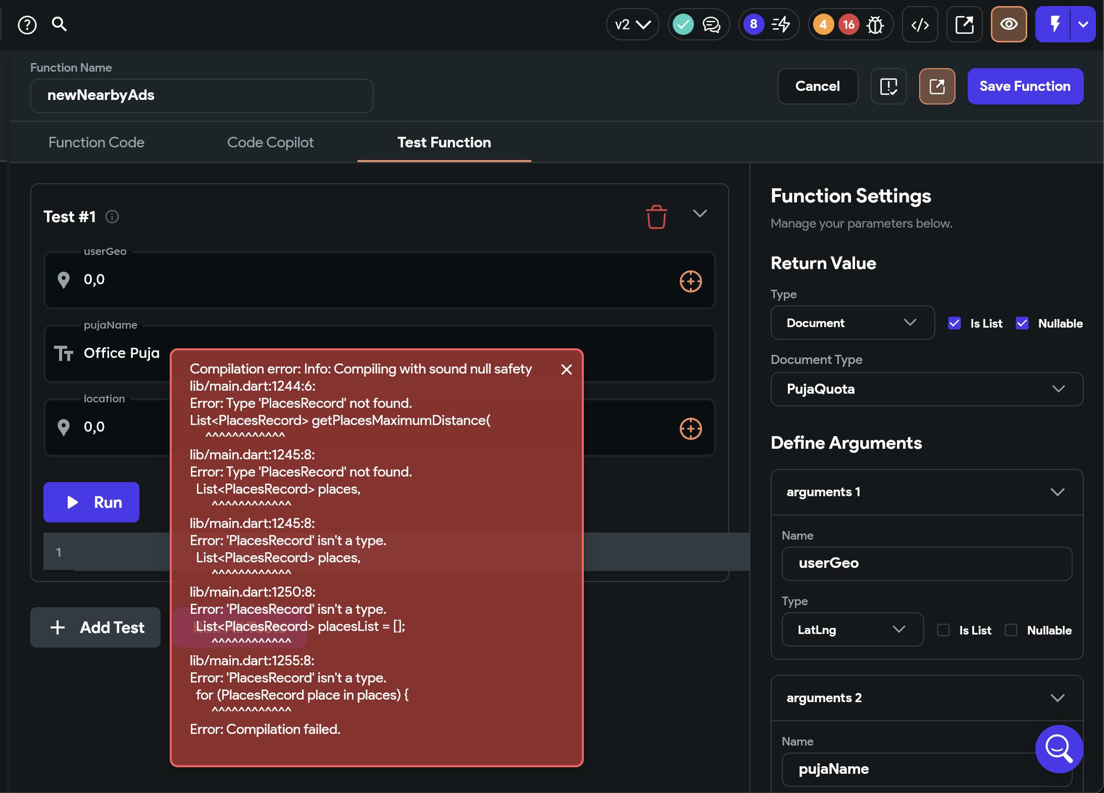 Custom function not working for returning list of documents based on certain conditions
