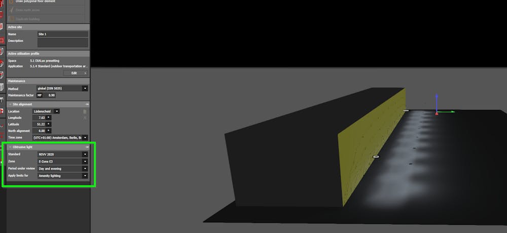 General information about the selected obtrusive light standard not in ...