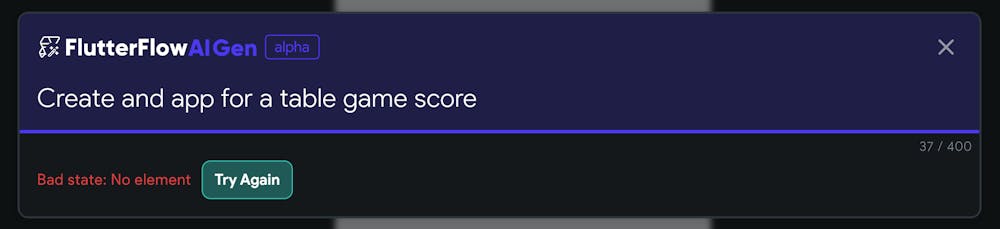 ERROR - AI Gen - Bad State: No element