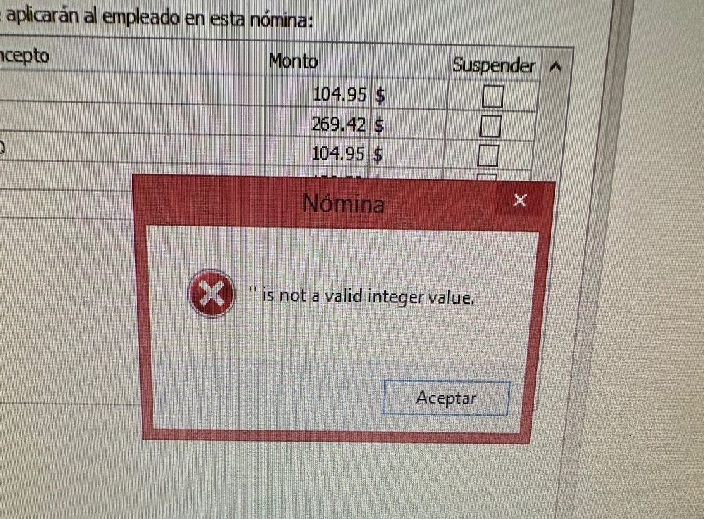 Error Is Not A Valid Integer Value Nomina 3962