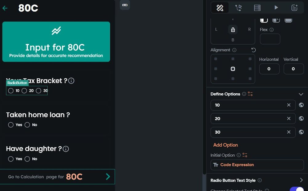 Radio button initial value