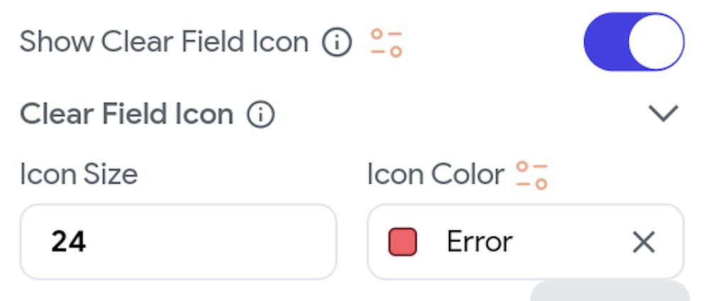 For the TextField's Clear Field icon, how can we set the icon's ...