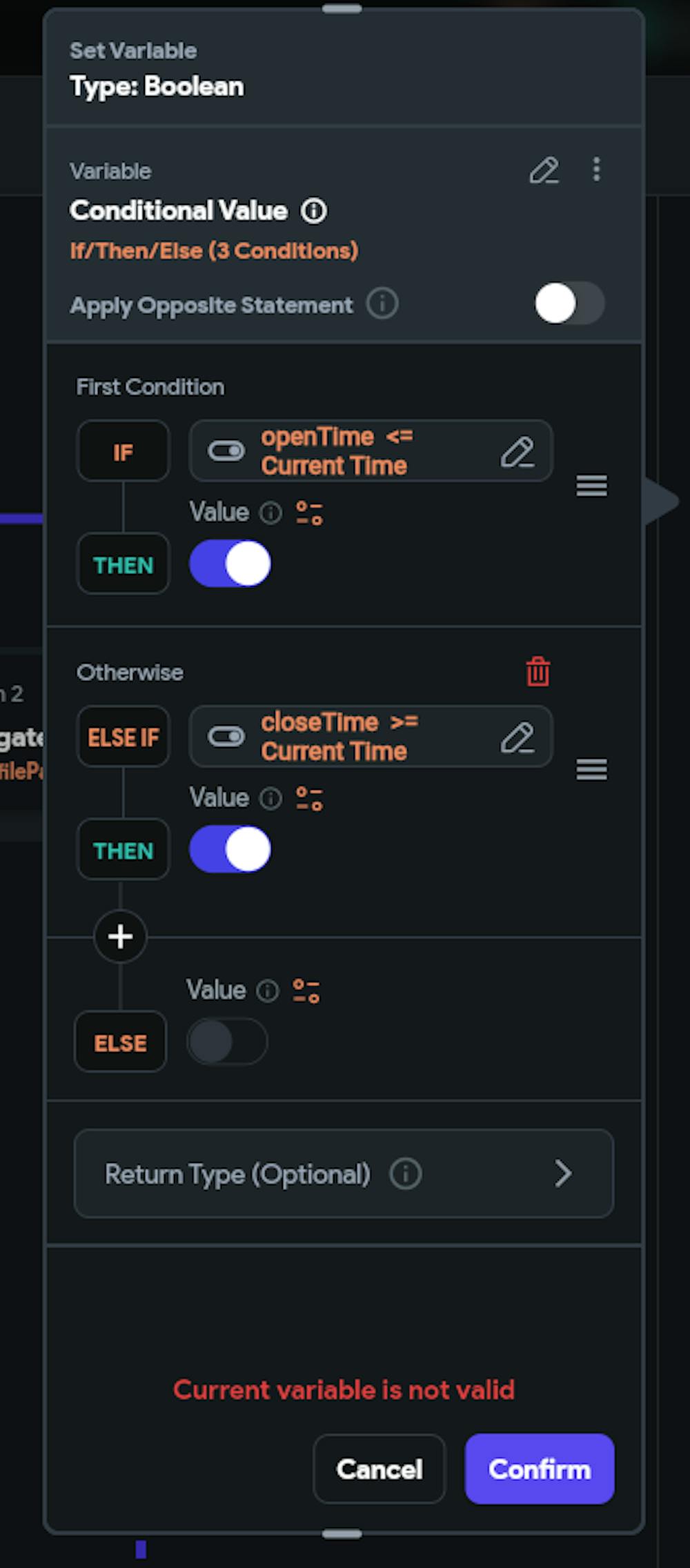 Compare current time with variable