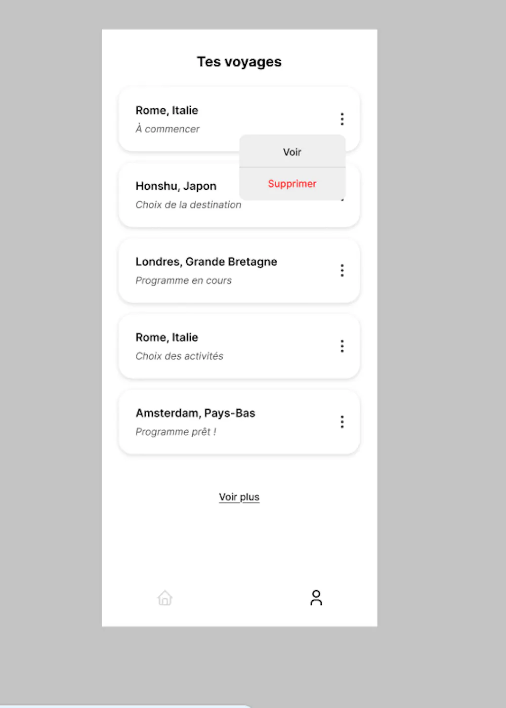 Floating menu