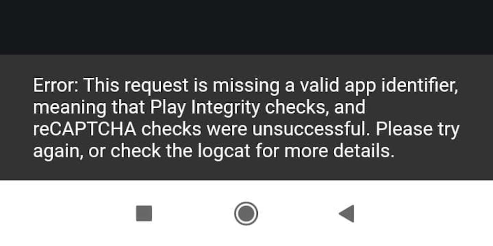 Phone sign in error even after following all the procedures. Error: This request is missing a ...