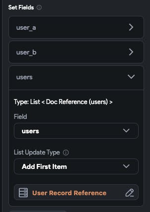 Adding multiple users to a "user list" of document creation