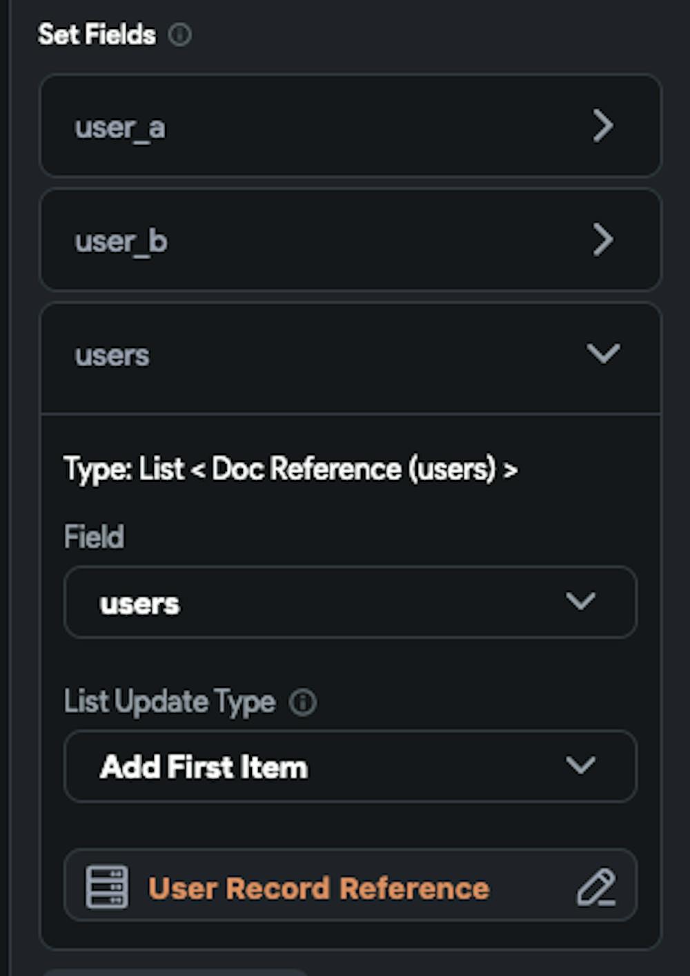 Adding multiple users to a "user list" of document creation
