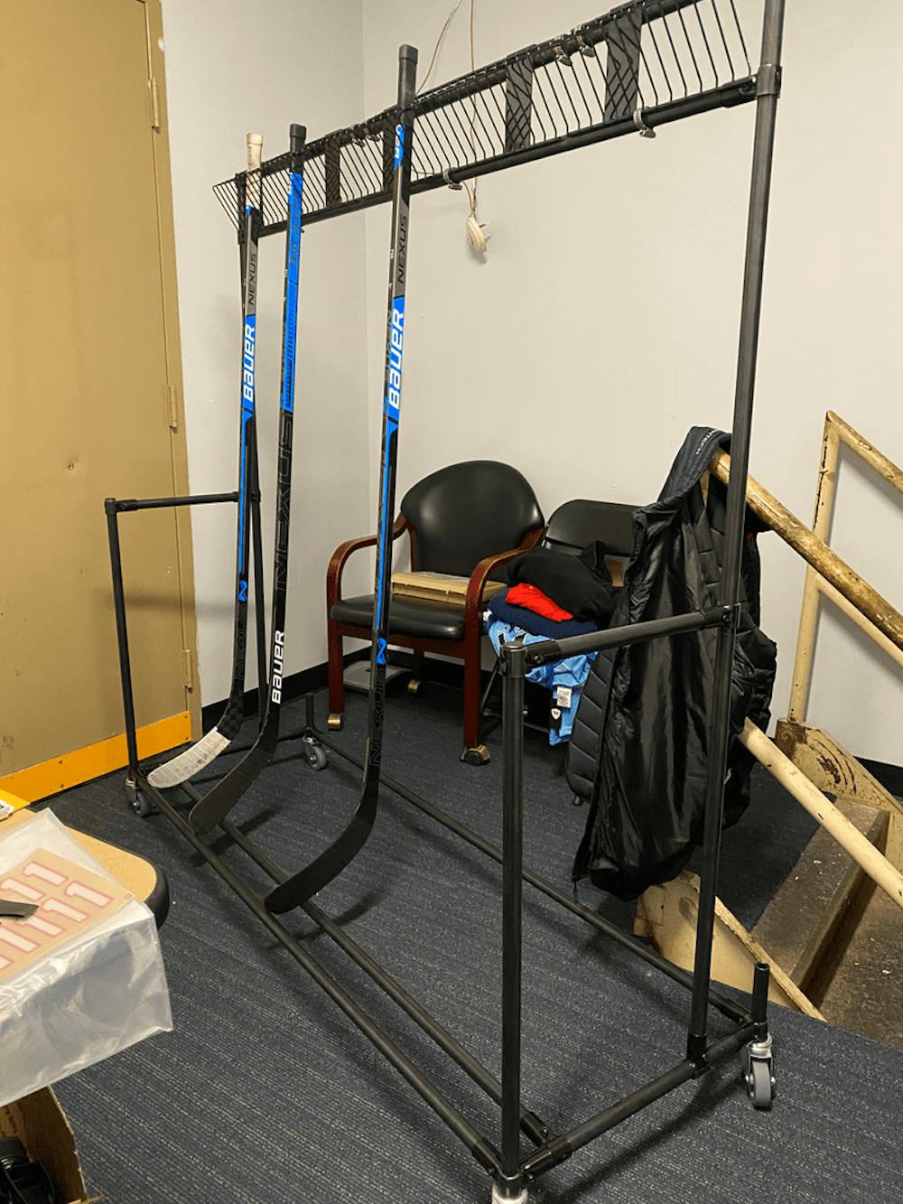 We needed a hockey stick rack for new locker rooms...