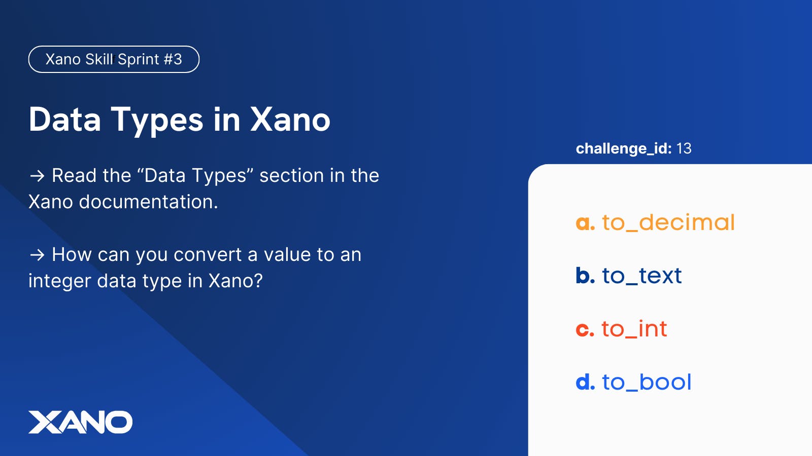 Data Types in Xano - Challenge #13