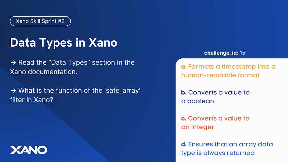 Data Types in Xano - Challenge #15