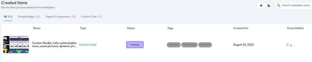 I made a custom widget for marketplace and it's been in pending status ...