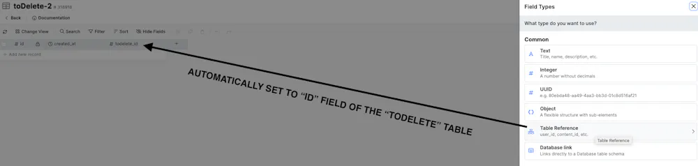 Table reference using another field than "id"