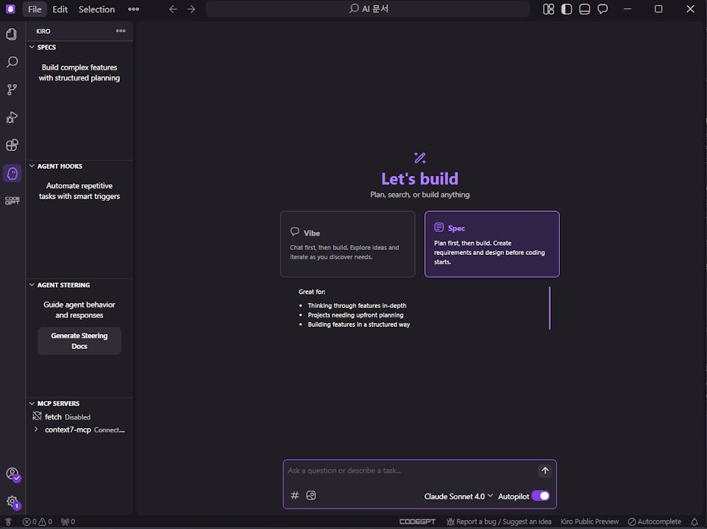 Kiro AI을 이용해 Vibe Coding 해보기