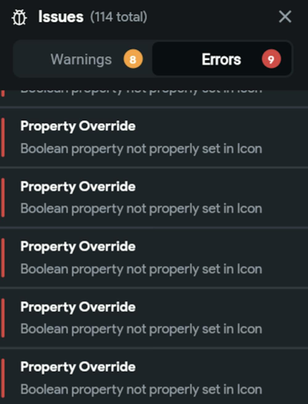 How to resolve "property override" warning