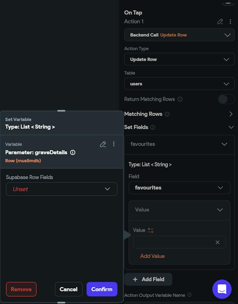 Supabase Favourite Array