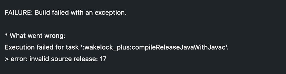 Failure: Build with an exception. error: invalid source release:17