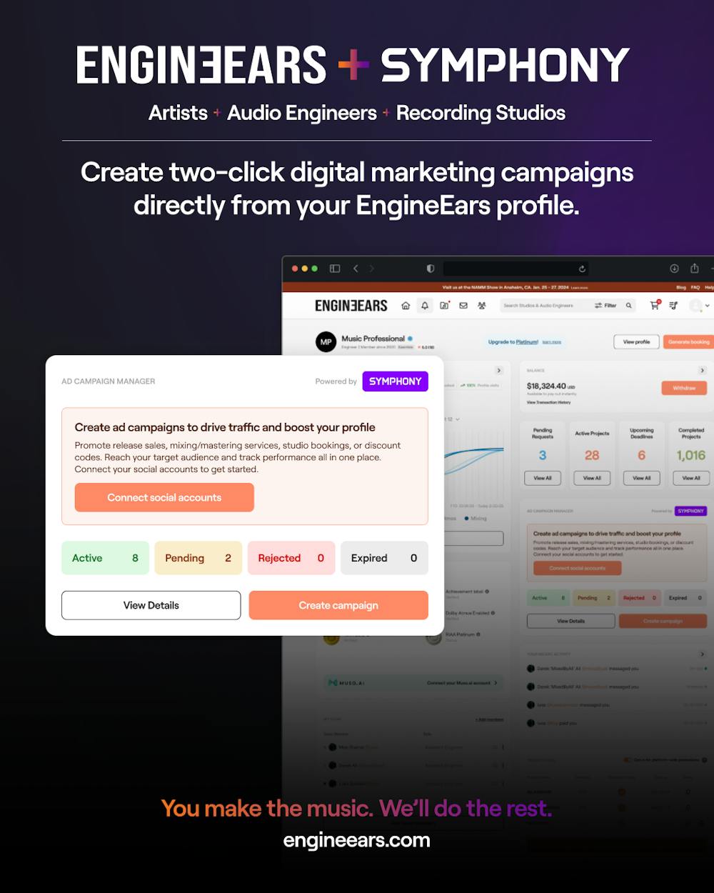 Get More Clients with 2-Click Ad Campaigns on EngineEars!