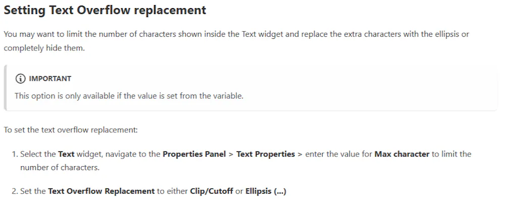 Where is the "Max character" function for the text widget?
