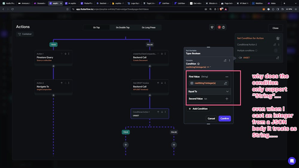 Can the conditional action Condition be based on an integer?