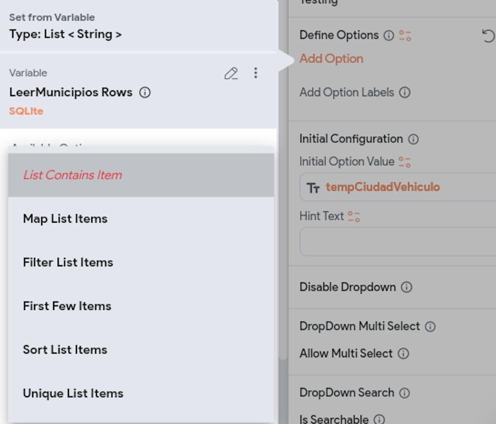 DropDown with SQLite Query results as 'options'