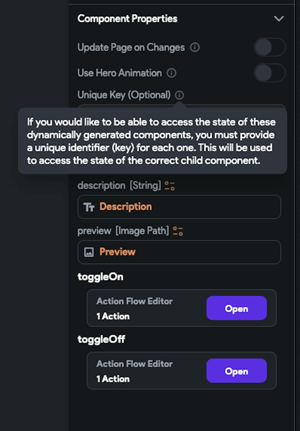 How to use the Unique Identifier (Key) on a component?