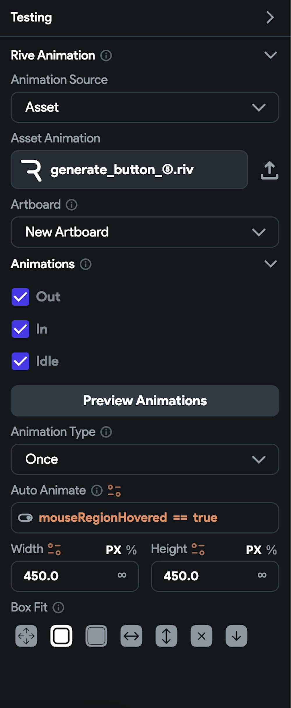 Rive In/Out Hover Animations