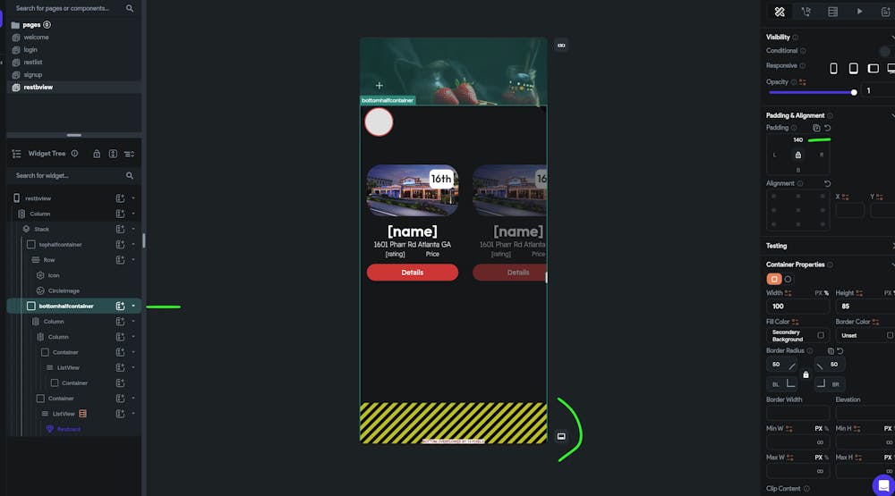 Overflow issues on container