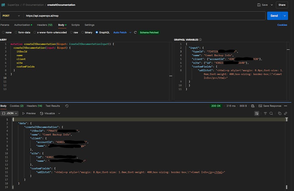 Creating Documentation via the API