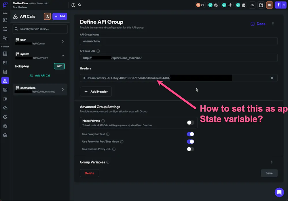 API Groups | How to set header value from an app variable