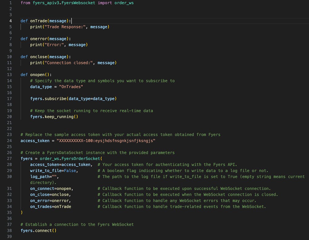 Fyers V3 Order Websocket not sending websocket response after successful subscription