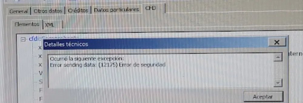 ¿Alguien ha experimentado este error de envió de datos (12175) error de ...