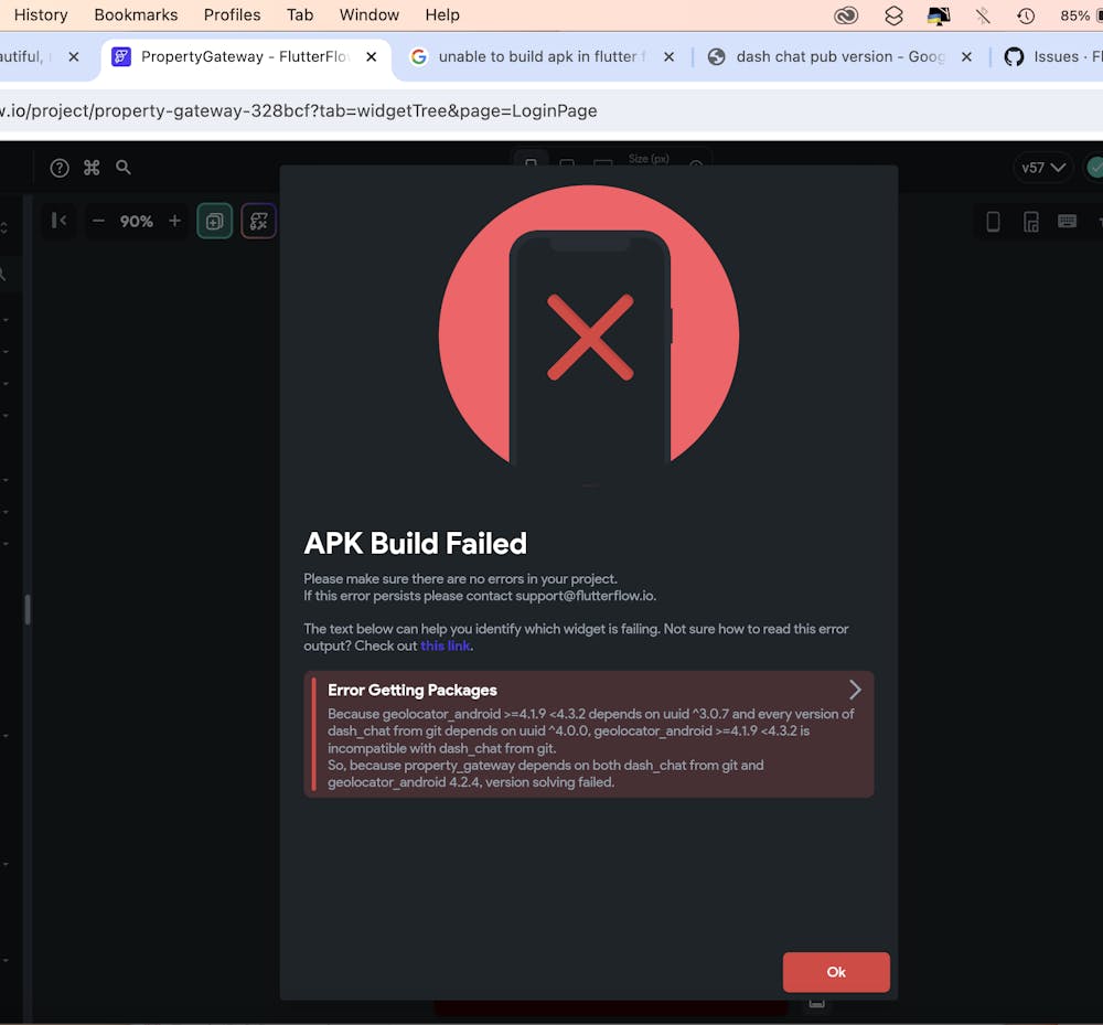Unable to BUILD IPA & APK Files in FlutterFlow Unable to BUILD IPA & APK Files in FlutterFlow