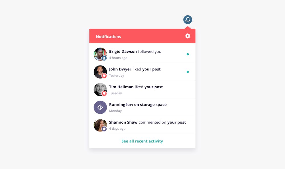 notification section in app