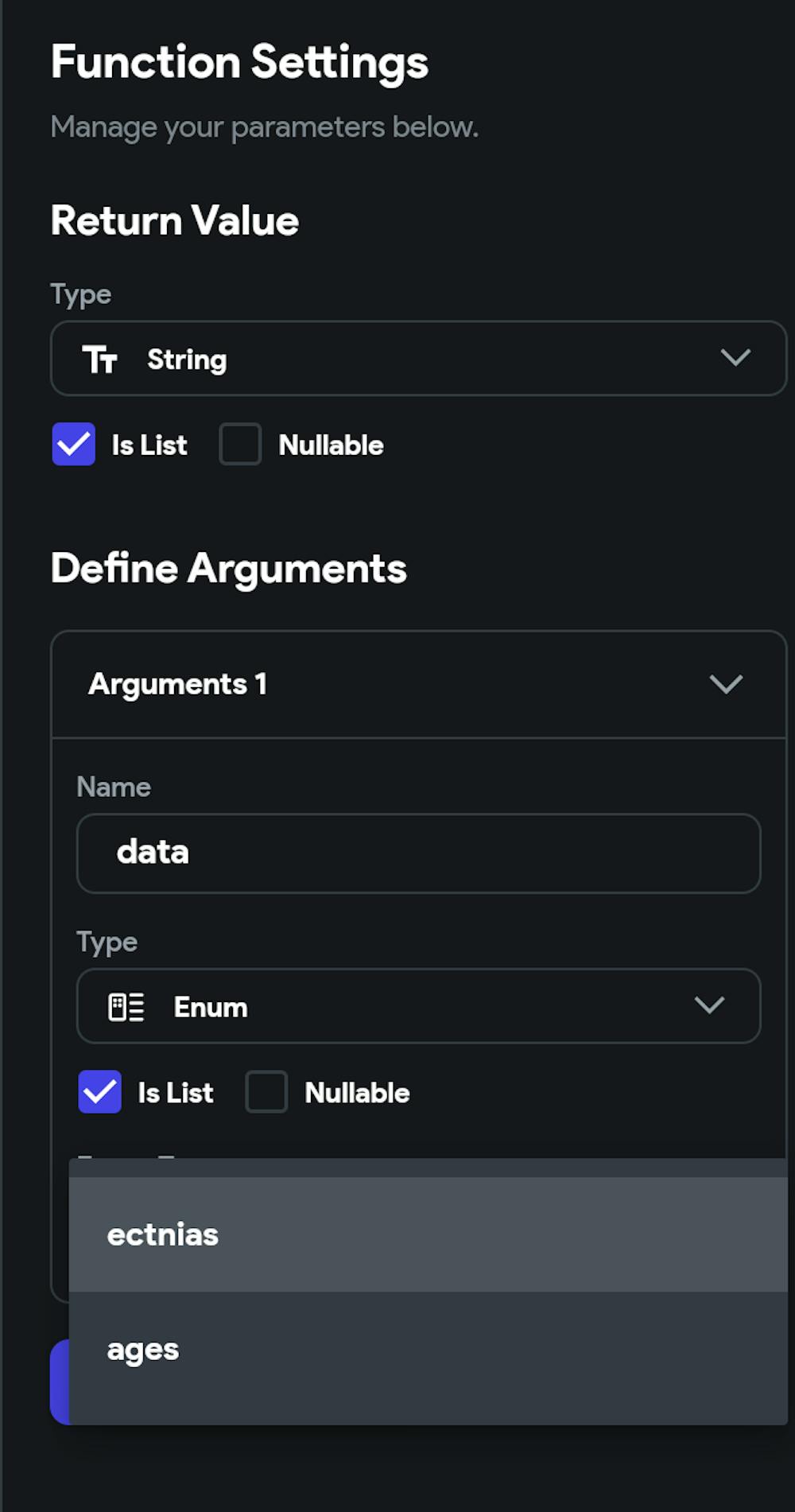Dynamic enum request like List parseEnumToList(List data)